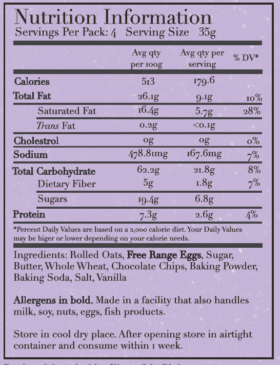 Oat cookies with Choc Chips – Kintry